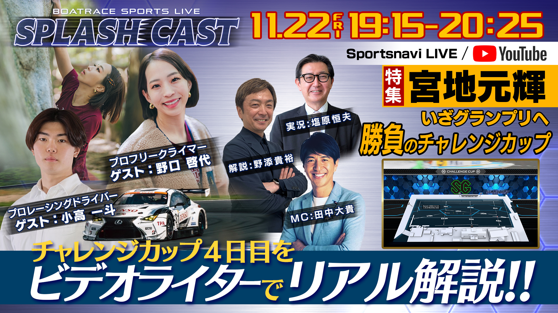 新しいボートレースLIVEの形がここに！～BOATRACE Sports Live～「SPLASH CAST」11月22日19時15分からSGチャレンジカップ 4日目10R・11Rをスペシャル ...